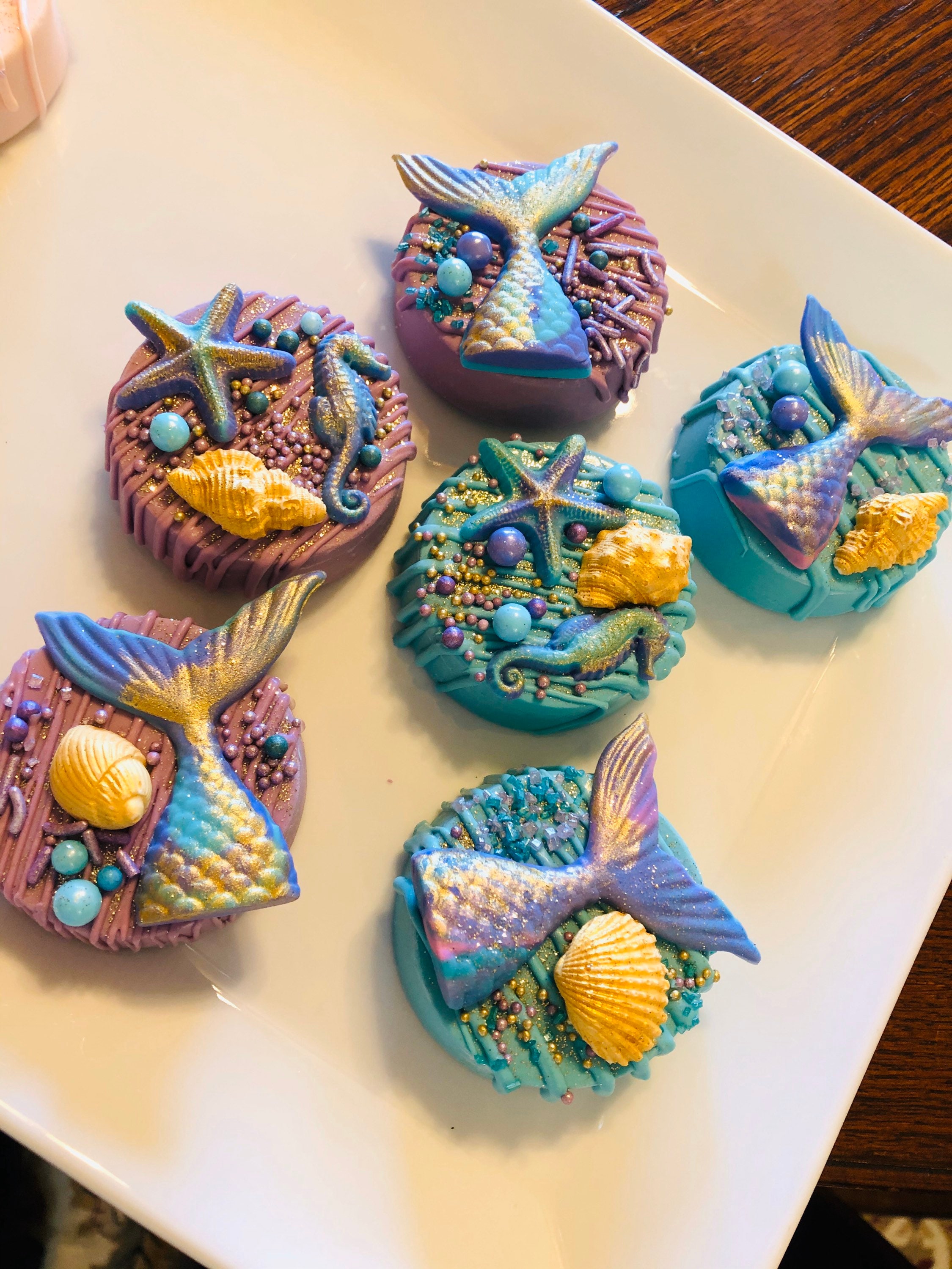 Purple/turquoise Mermaid Double Stuffed Oreo’s(1 Doz)/birthday Parties ...