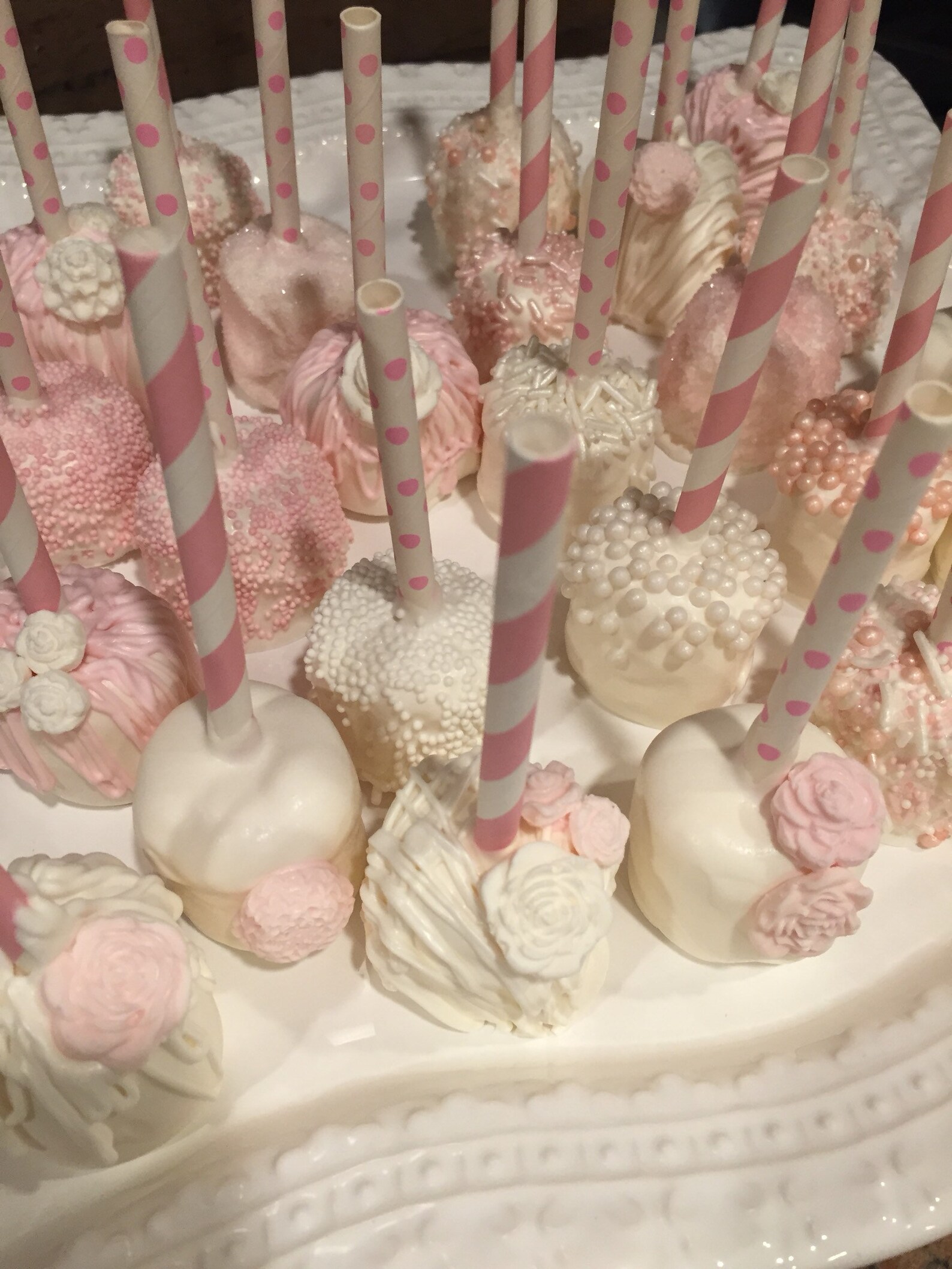 Pink/white Chocolate Covered Marshmallows (1 Doz)/baby Shower/bridal ...