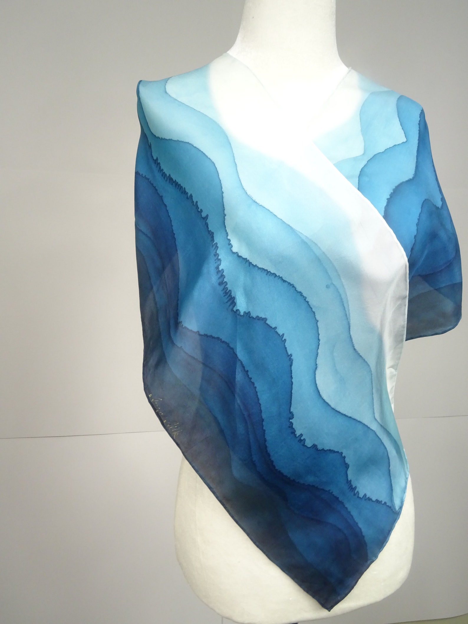 Teal Silk Scarf. Hand Painted Teal Ombre Silk Scarf. Teal - Etsy