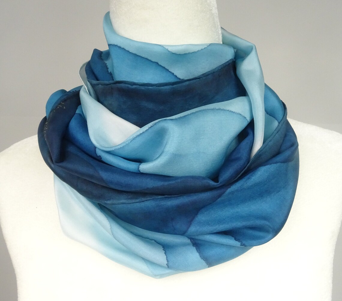 Teal Silk Scarf. Hand Painted Teal Ombre Silk Scarf. Teal - Etsy