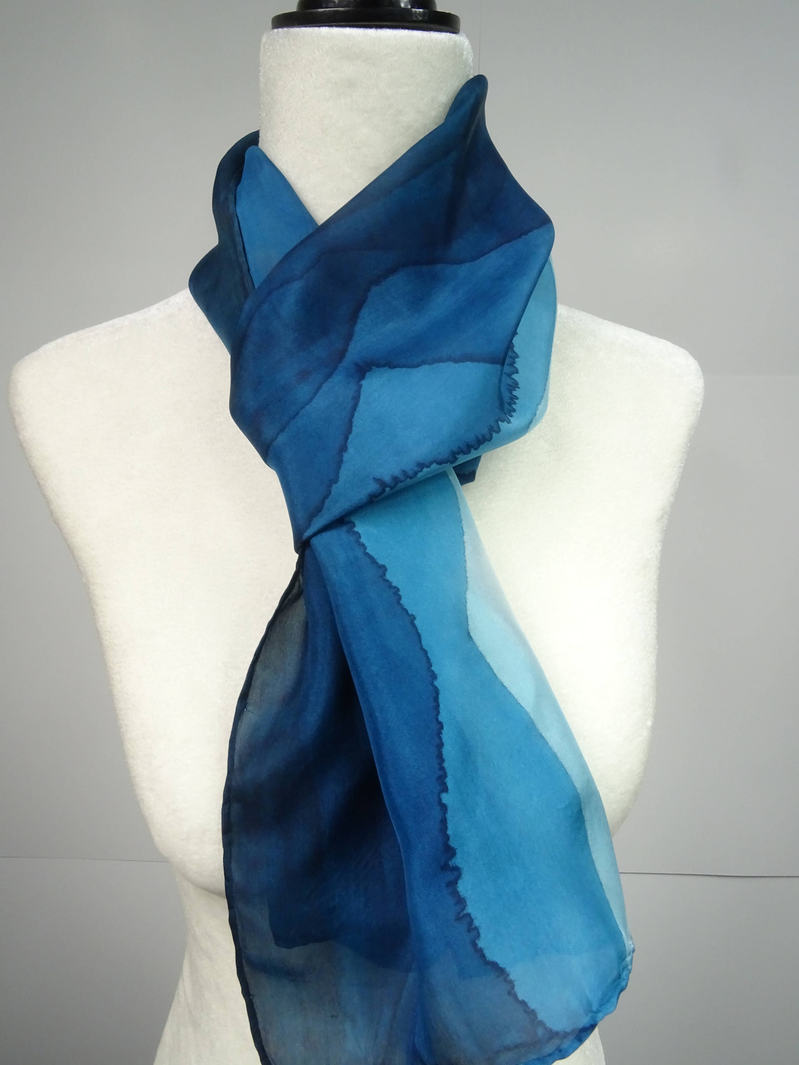 Teal Silk Scarf. Hand Painted Teal Ombre Silk Scarf. Teal - Etsy