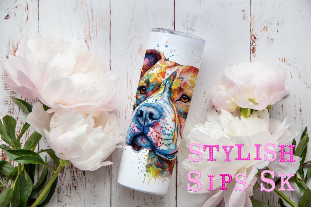 Alcohol Ink American Bully 20 Oz Skinny Tumbler With Straw and Lid - Etsy