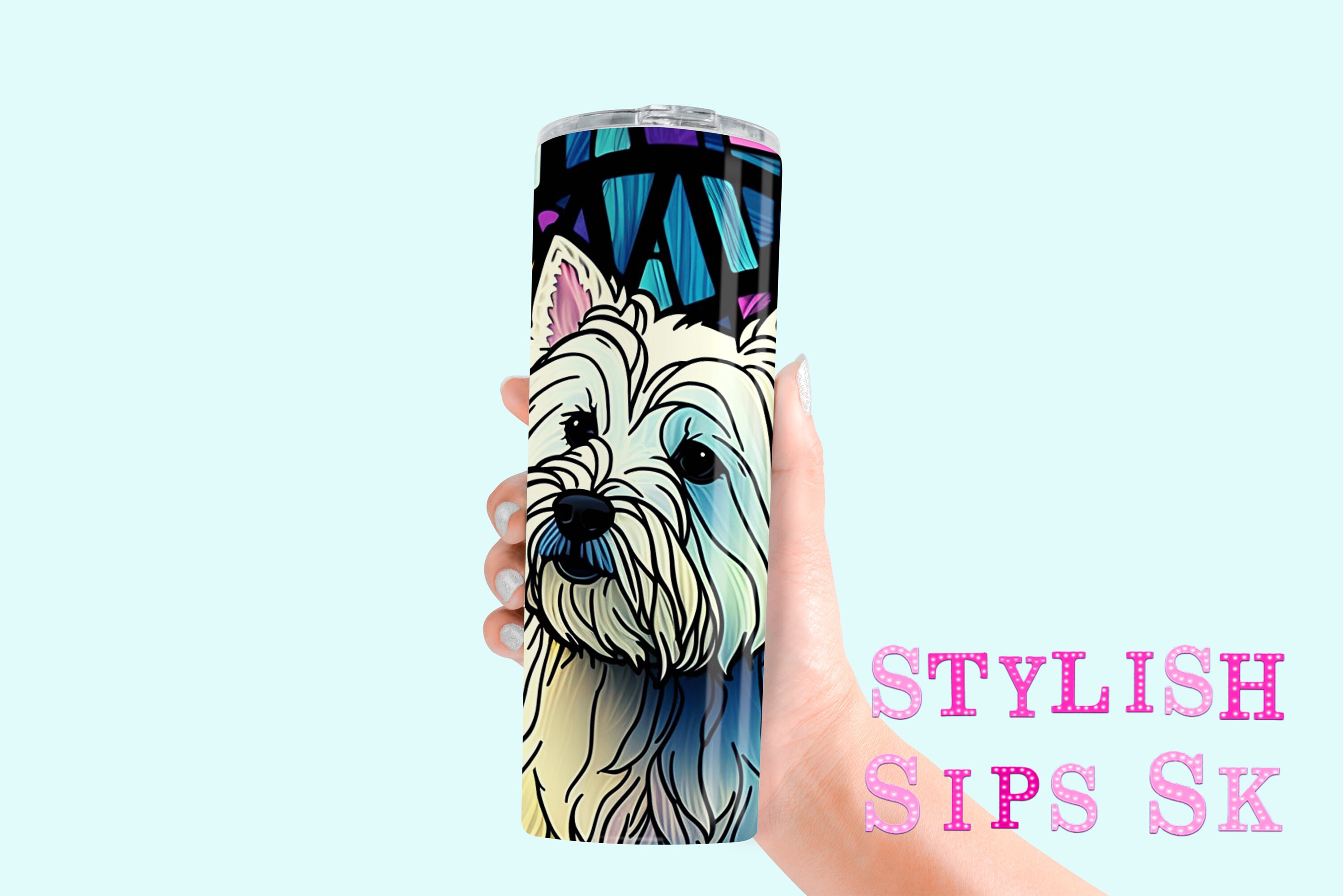 Stained Glass Westie 20 Oz Skinny Tumbler With Straw and Lid - Etsy