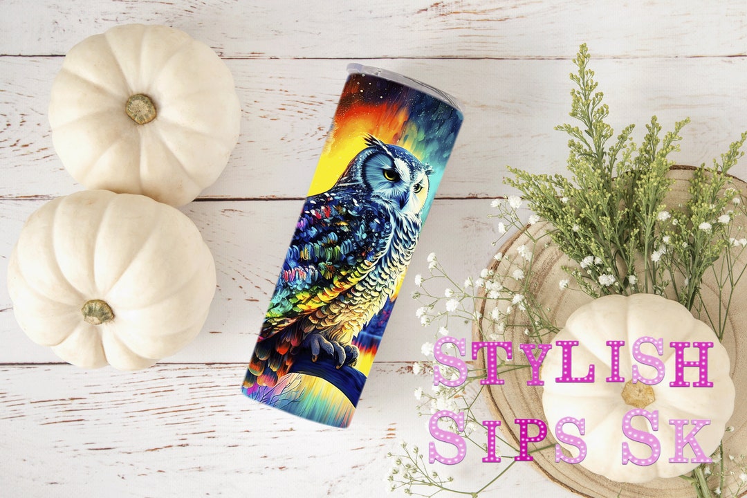 Alcohol Ink Owl 20 Oz Skinny Tumbler With Straw and Lid - Etsy
