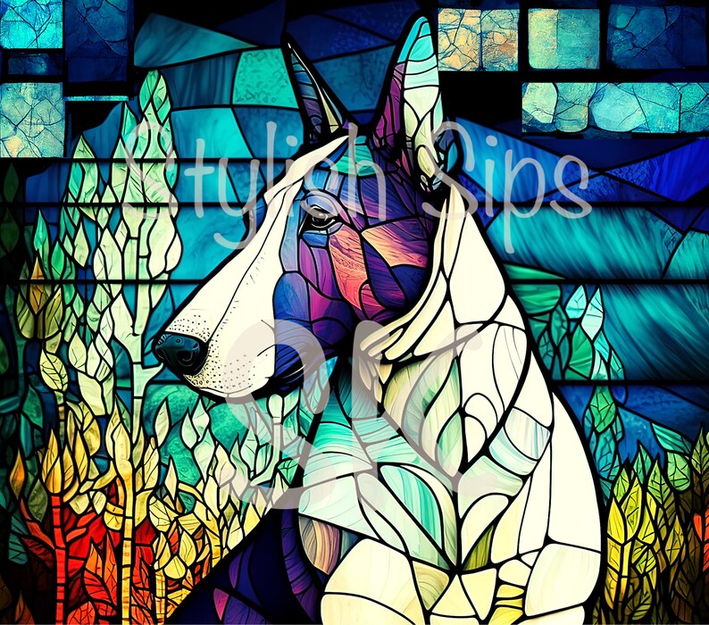 Stained Glass Bull Terrier 20 Oz Skinny Tumbler With Straw and Lid - Etsy