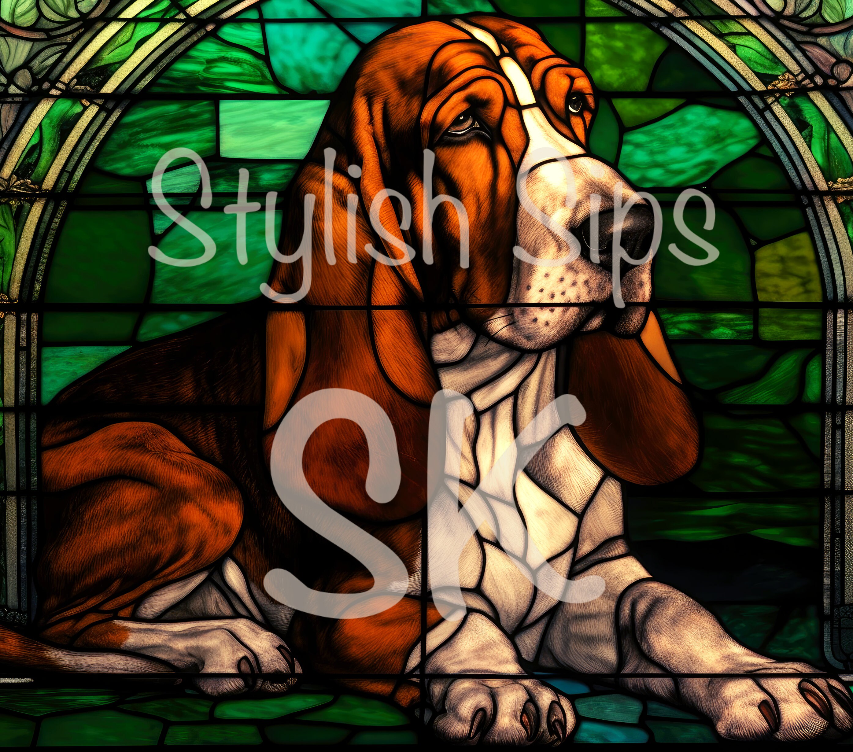 Stained Glass Basset Hound 20 Oz Skinny Tumbler With Straw and Lid - Etsy