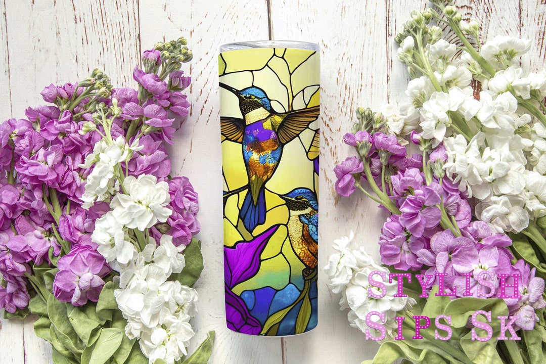 Stained Glass Hummingbirds 20 Oz Skinny Tumbler With Straw and Lid - Etsy