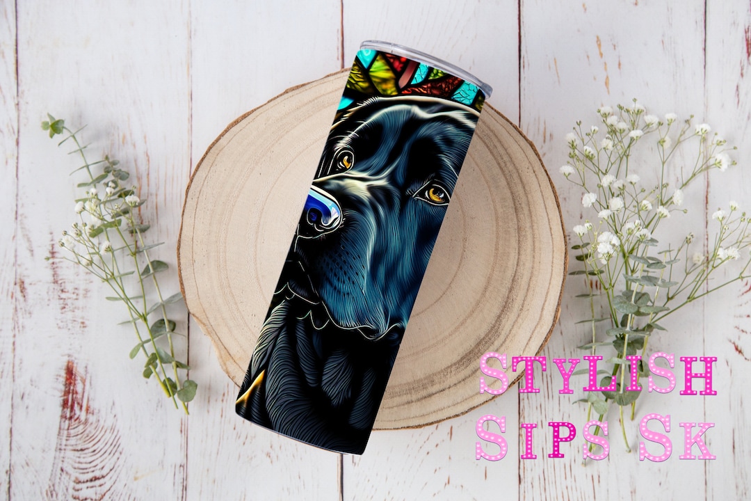 Stained Glass Black Lab 20 Oz Skinny Tumbler With Straw and Lid - Etsy