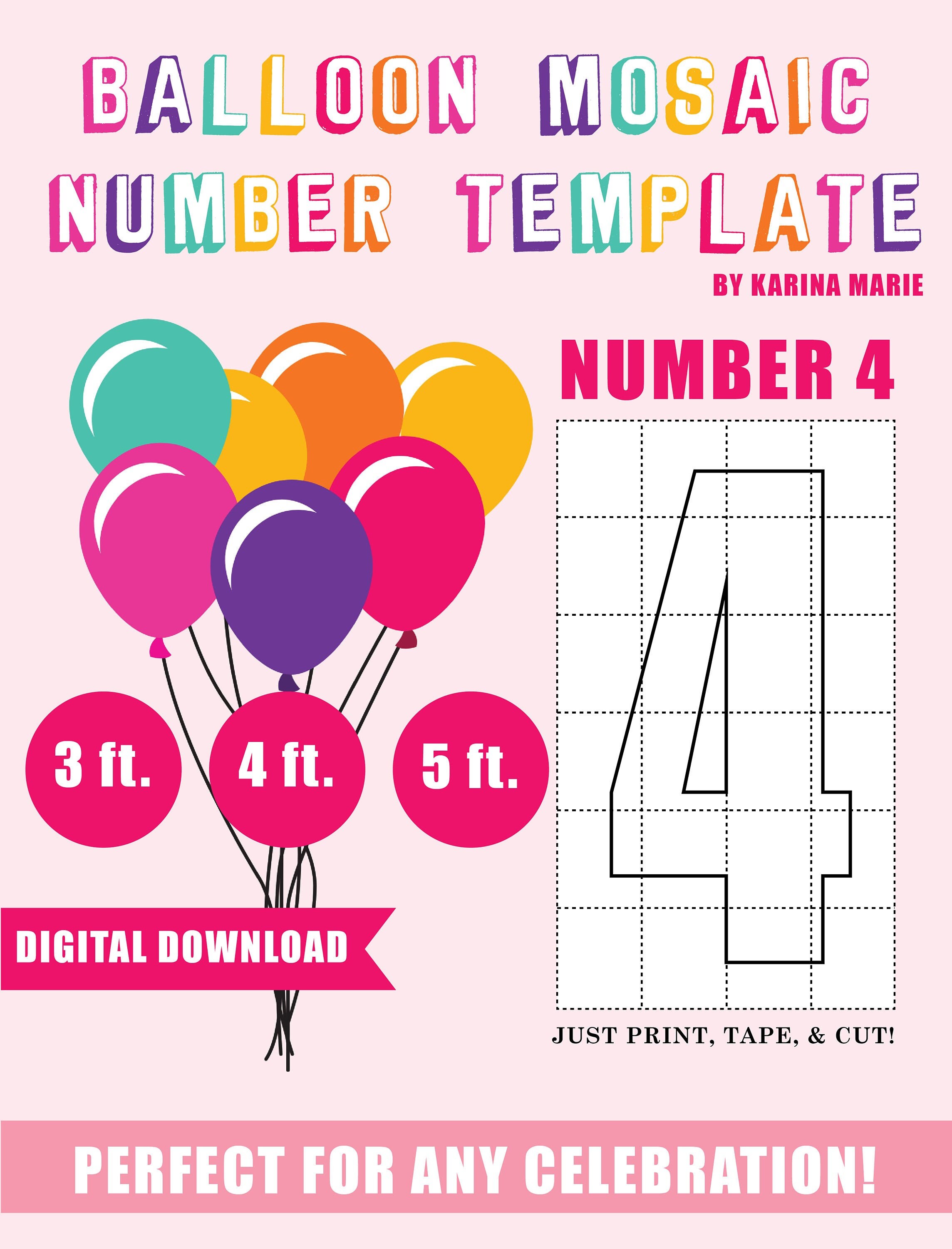 Balloon Mosaic Number Template Free Printable Word Searches
