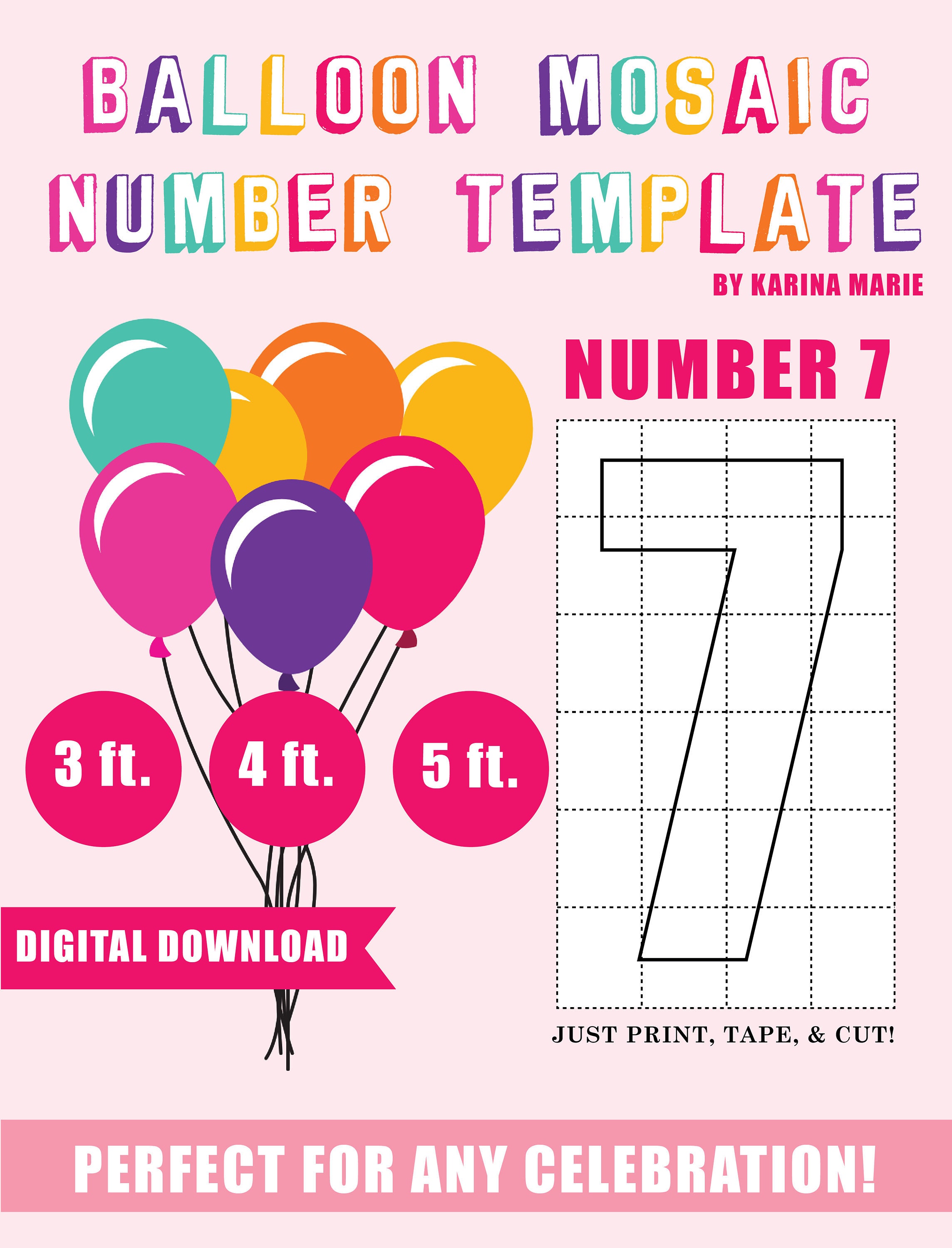  Number 7 Balloon Mosaic Template Free 