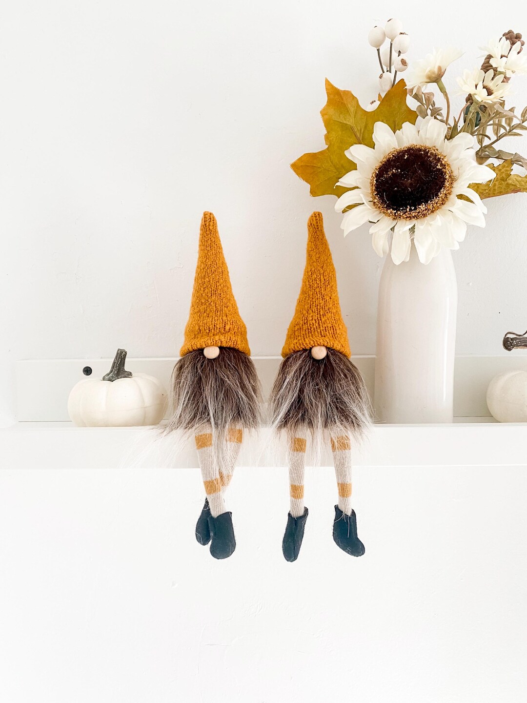 Mini Sitting Nordic Gnome for Fall - Mustard Yellow - Etsy