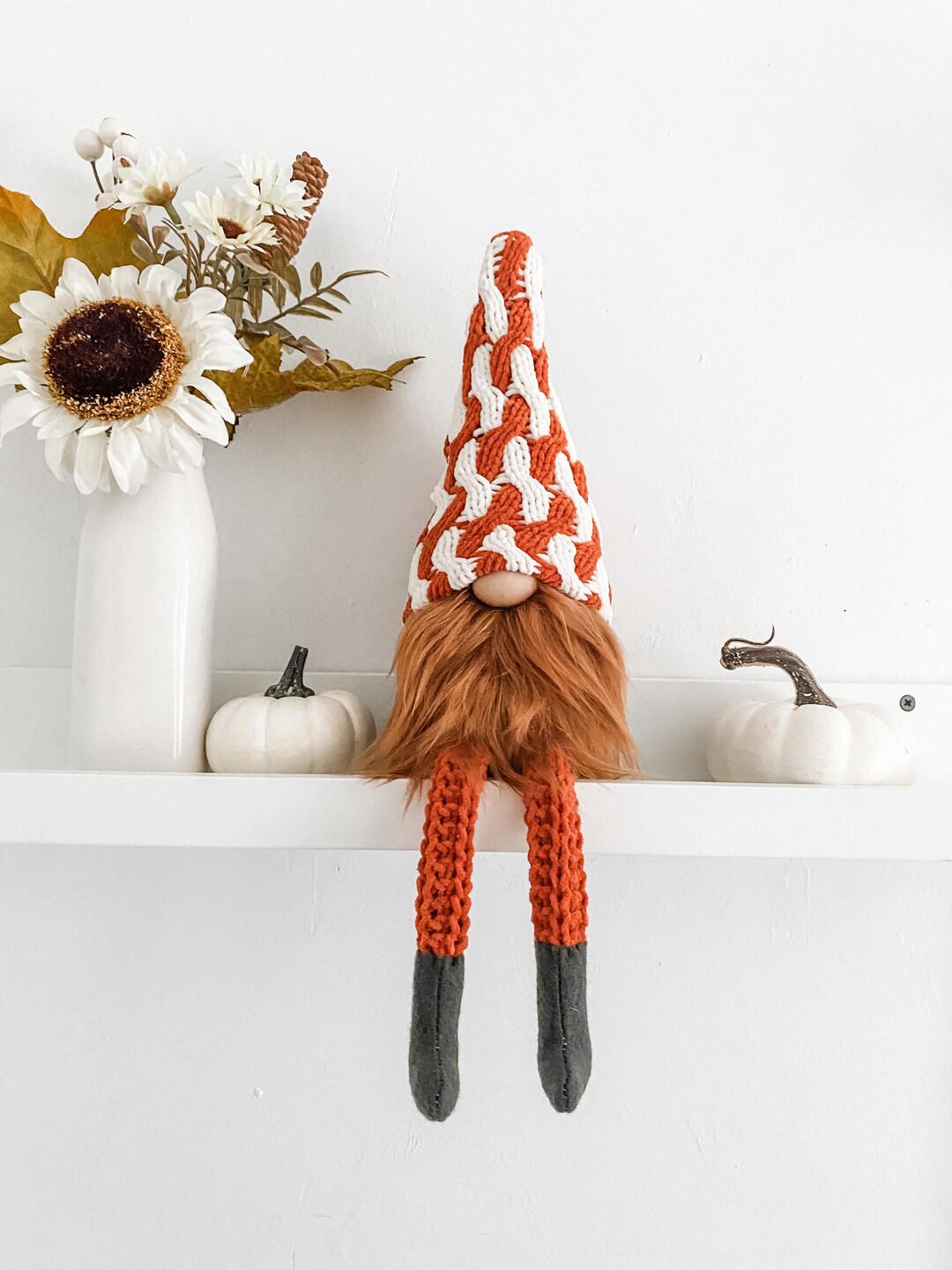 Orange Nordic Gnome With Legs Fall Autumn Decoration - Etsy