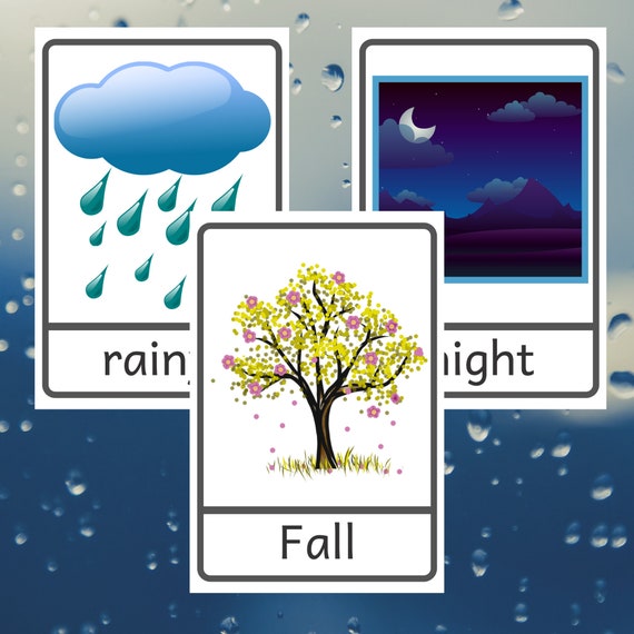 Flashcards of the Weather Seasons Day and Night for Teachers | Etsy