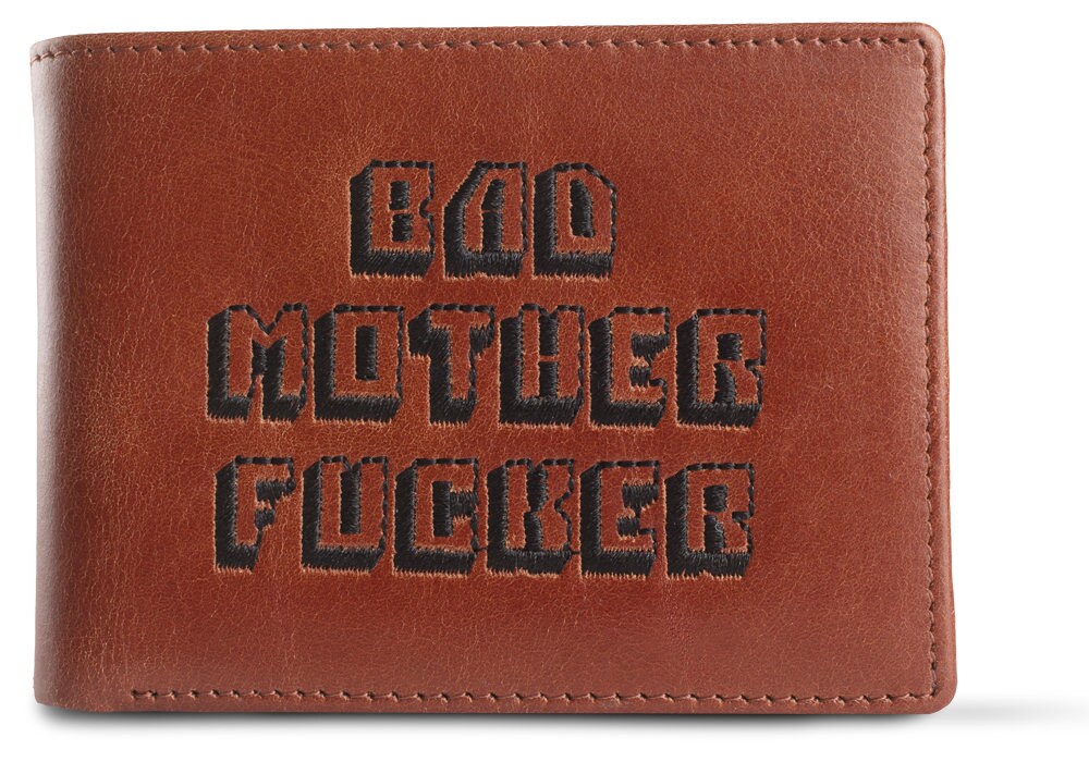 Bad Mother Fucker Brown Embroidered Premium Leather Wallet As Seen in ...