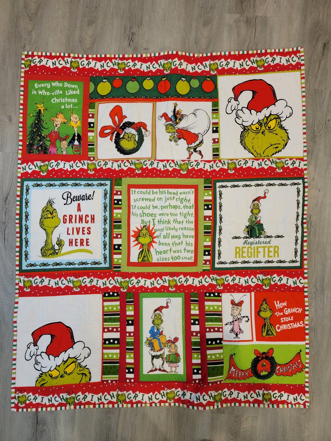 Dr Seuss Grinch Merry Grinchmas Christmas Quilt. - Etsy Canada