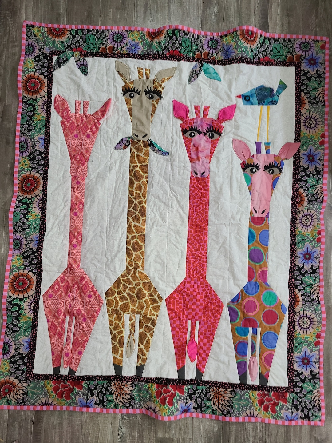 Way up There Giraffe Baby Kids Quilt by Kimberley Rado Starry Night ...
