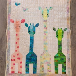 Tula Pink Handmade Baby Quilt Custom Embroidered Giraffes - Etsy
