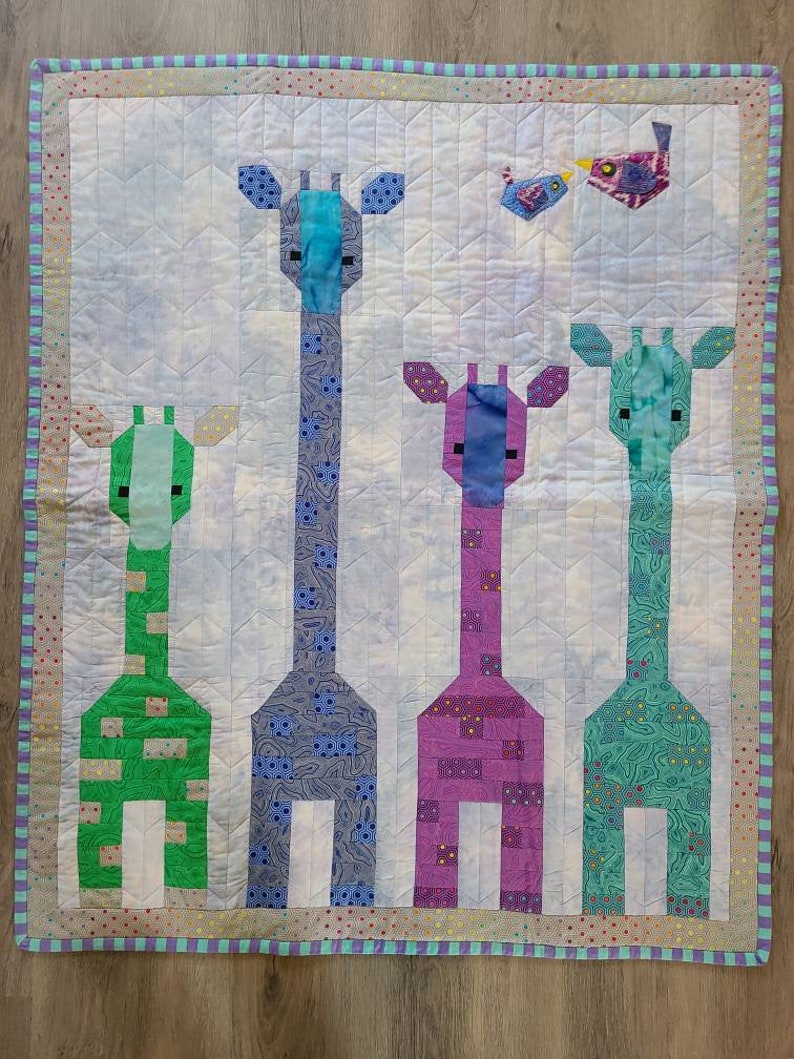 Tula Pink Handmade Baby Quilt Custom Embroidered Giraffes - Etsy