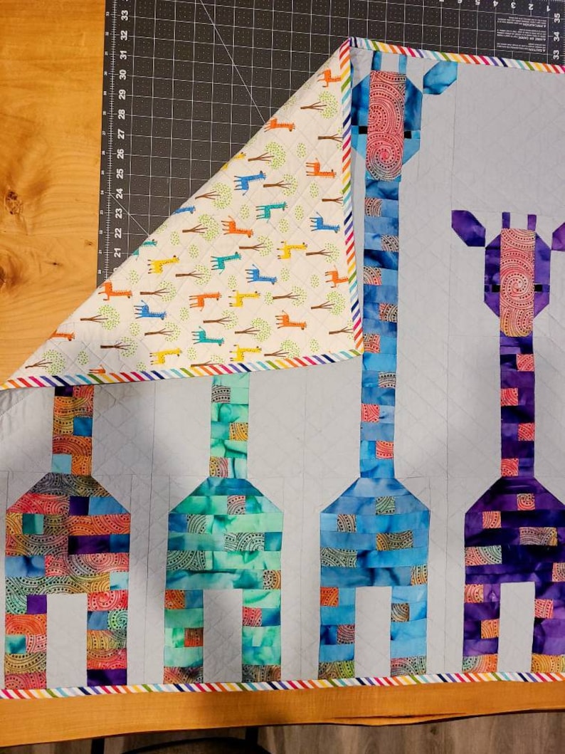 Tula Pink Handmade Baby Quilt Custom Embroidered Giraffes - Etsy