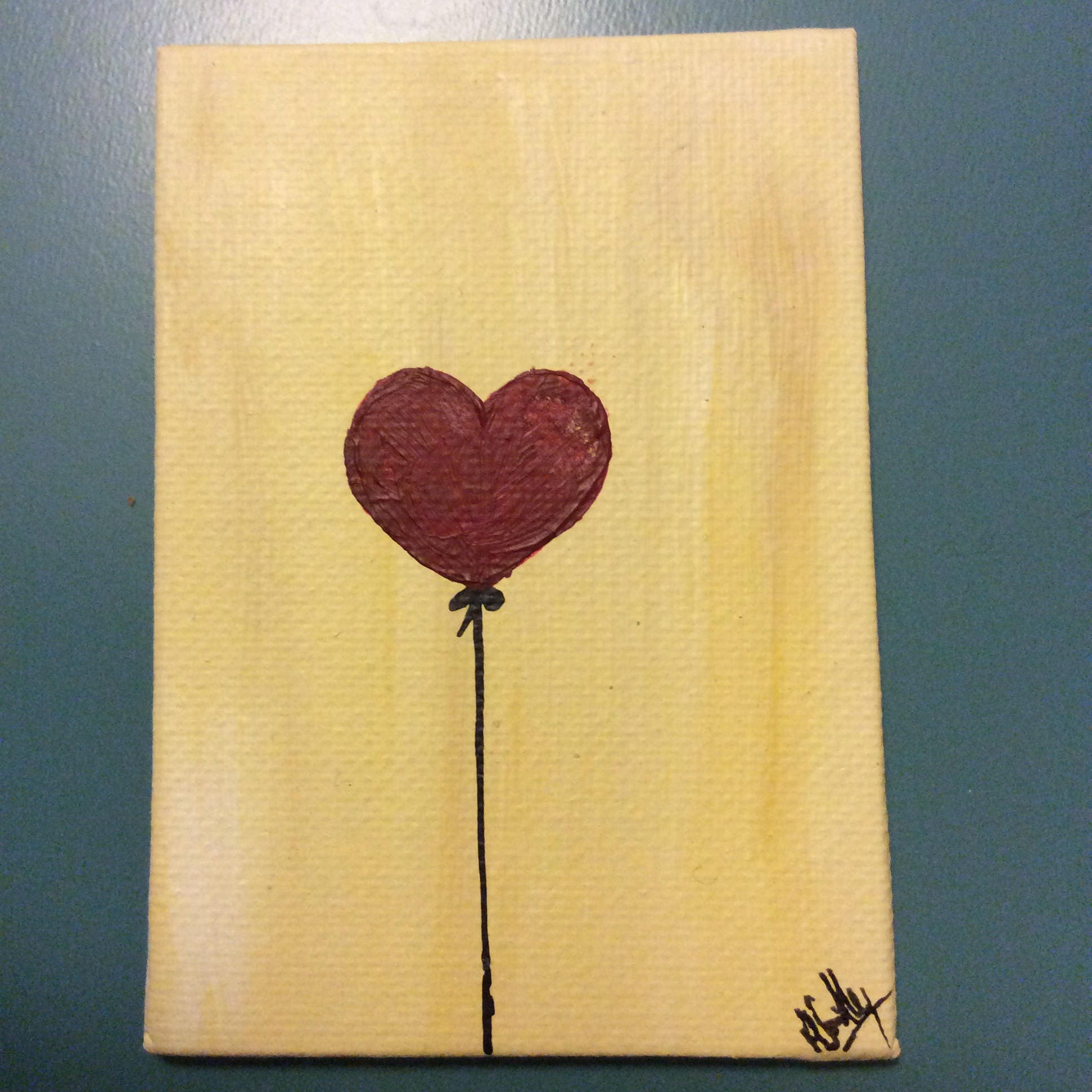 Mini Original Acrylic Painting - Red Balloon - Etsy UK