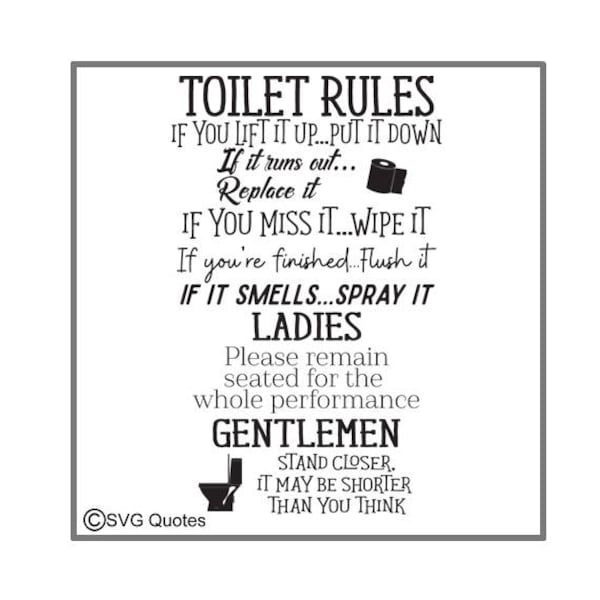Bathroom Rules Svg - Etsy