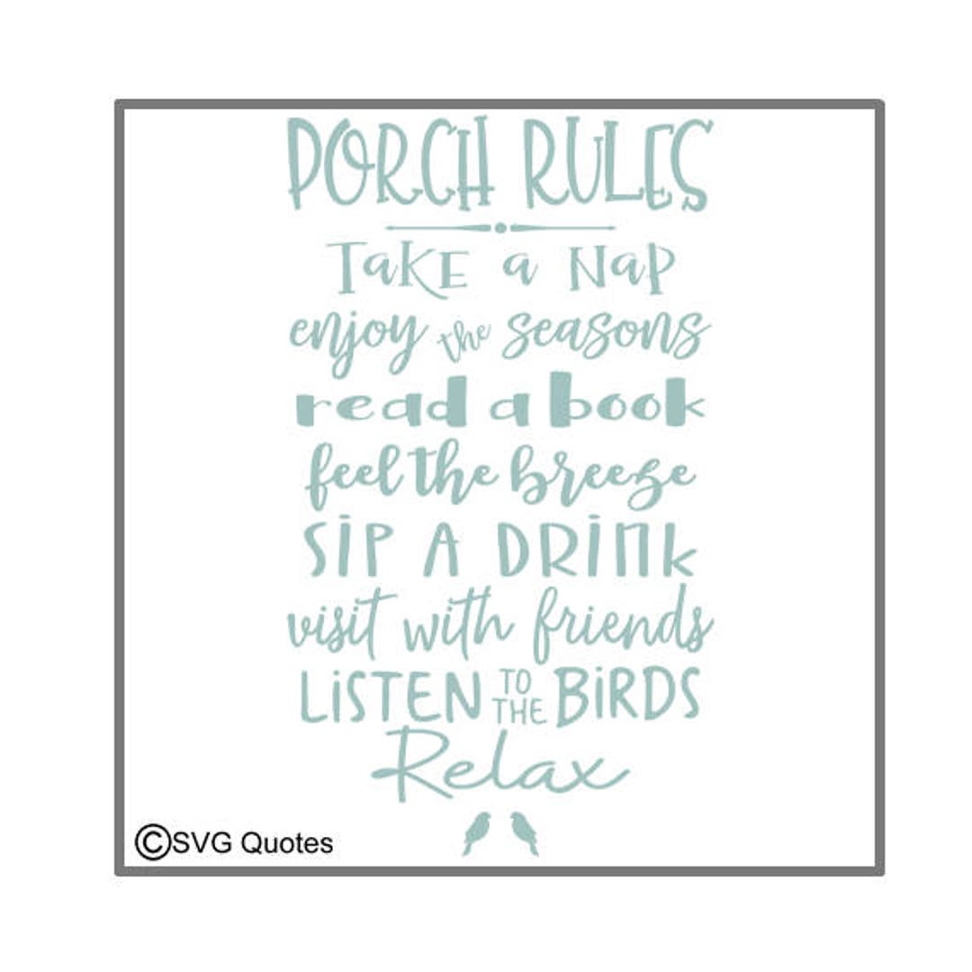 SVG Cutting File Porch Rules EPS DXF for Cricut Explore, Silhouette ...
