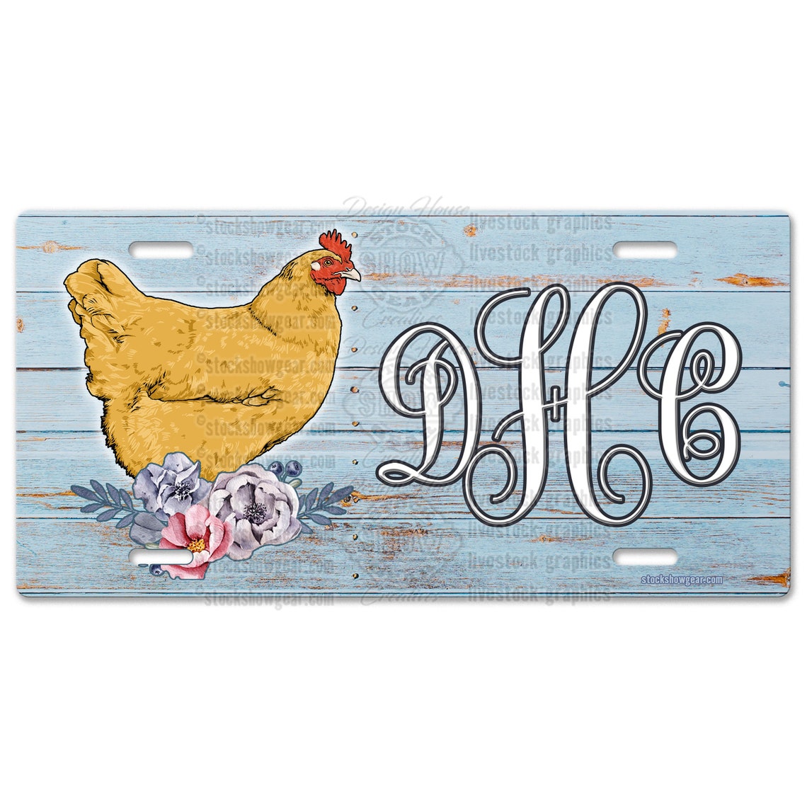 Chicken Livestock License Plate-Floral Design | Etsy