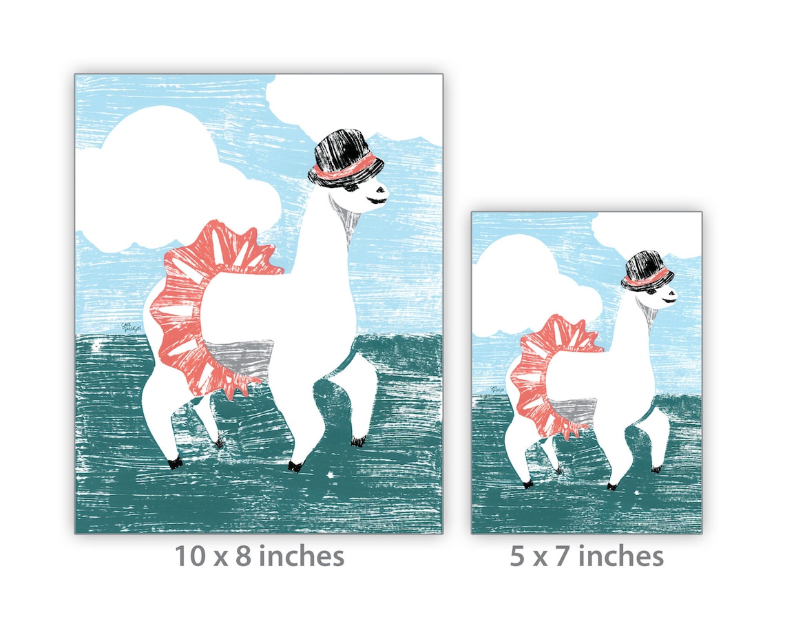 Dancing Llama Print, Whimsical Animal Art - Etsy