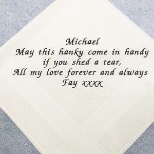Personalised Wedding Handkerchief With Love Men Hankie Groom Partner ...
