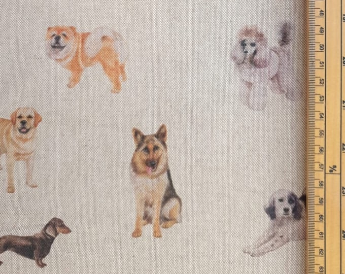 Cotton Rich Linen Look Fabric Dachshund Dog Curtain Upholstery Cushion ...