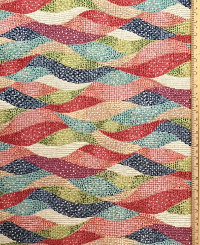 Colourful Waves Fabric 80% Cotton 20 Polyester Material by - Etsy