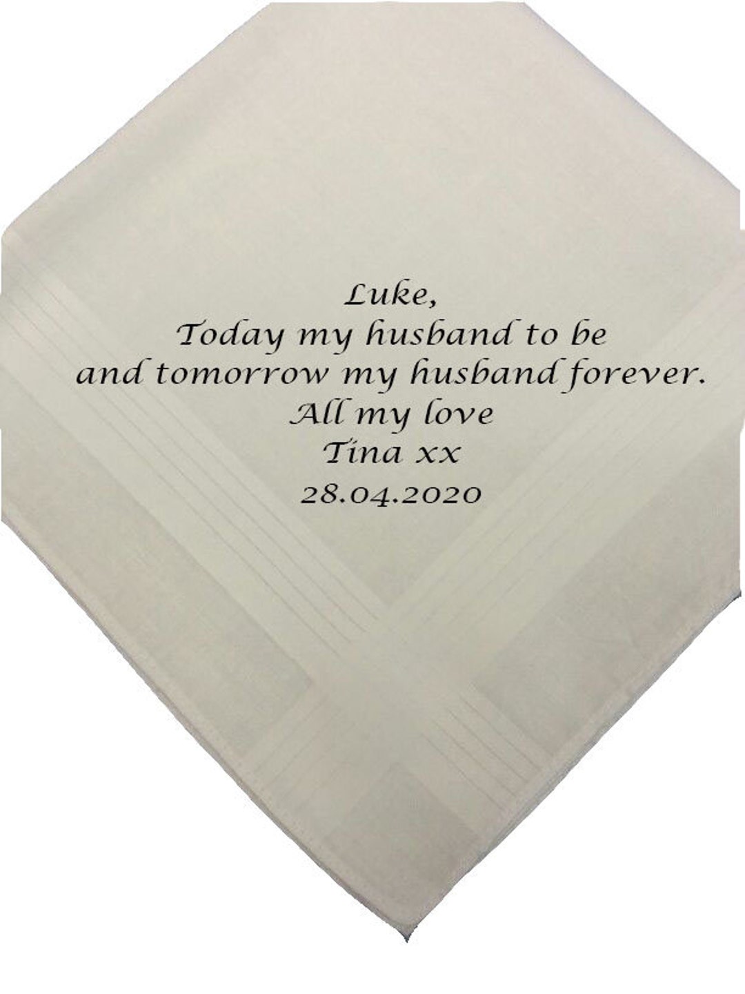 Gifts Personalised Bride to Groom Wedding Handkerchiefs Add Your Own ...