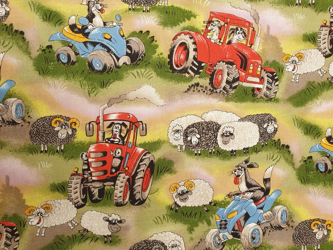 Funny Farm Fabric UK 100% Cotton Material by Metre Patchwork Barn ...