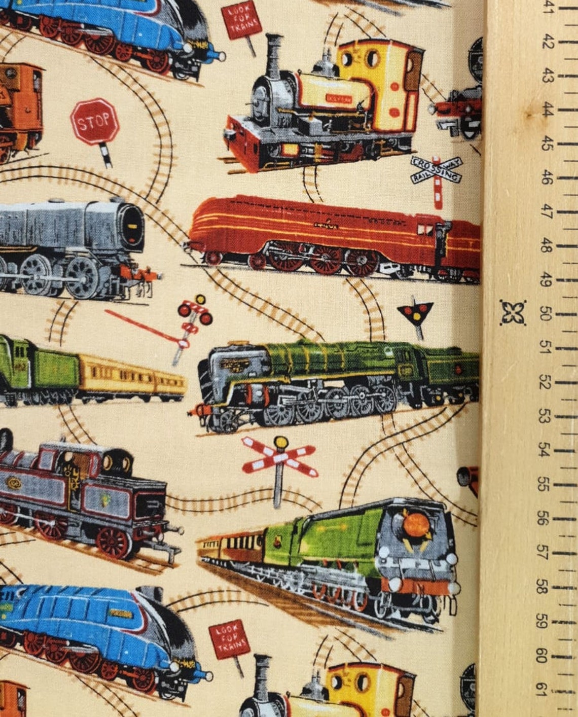 Trains Fabric UK 100% Cotton Material by Metre Railways Rail - Etsy