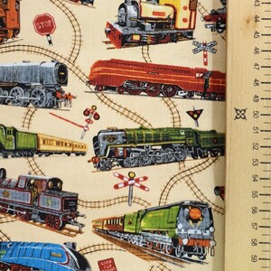 Trains Fabric UK 100% Cotton Material by Metre Railways Rail ...