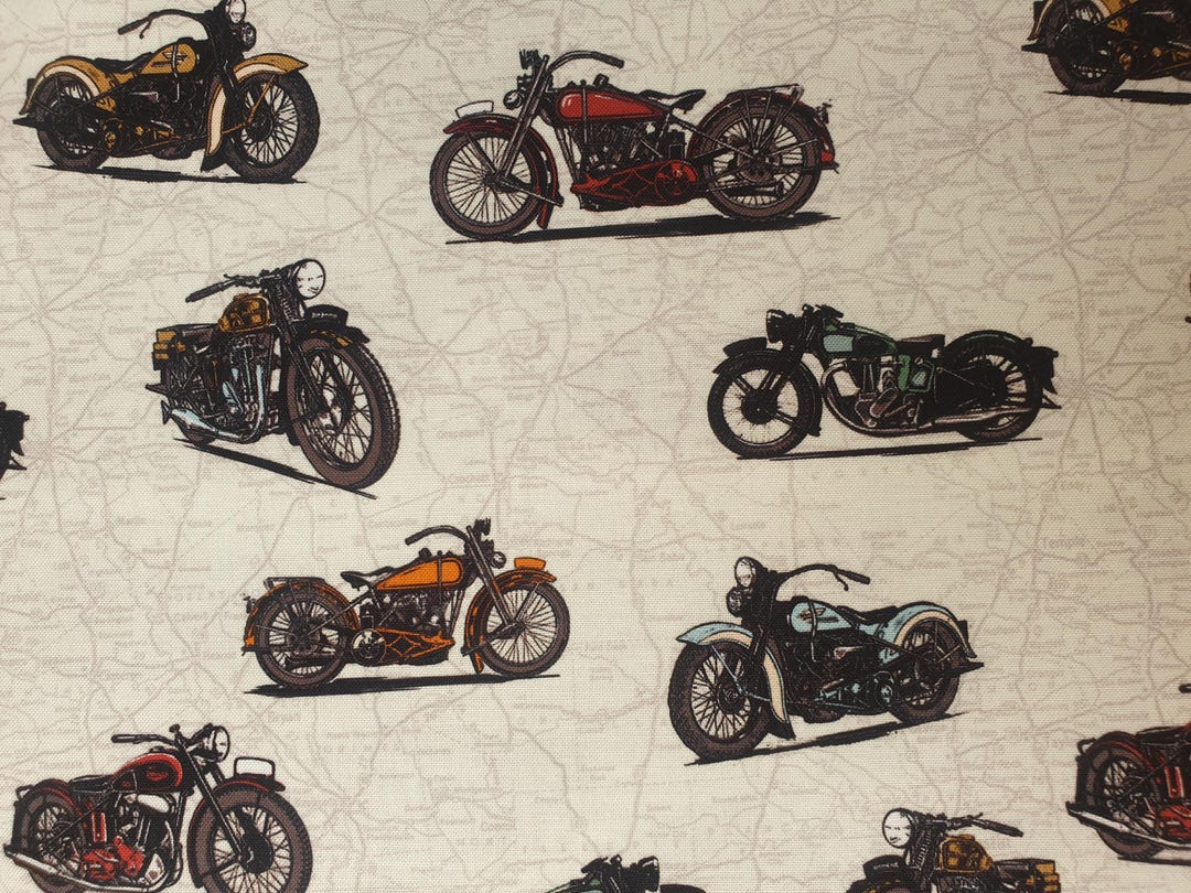 Motorbike Fabric End of Roll UK 100% Cotton Material 112 X 37mm (44 X ...