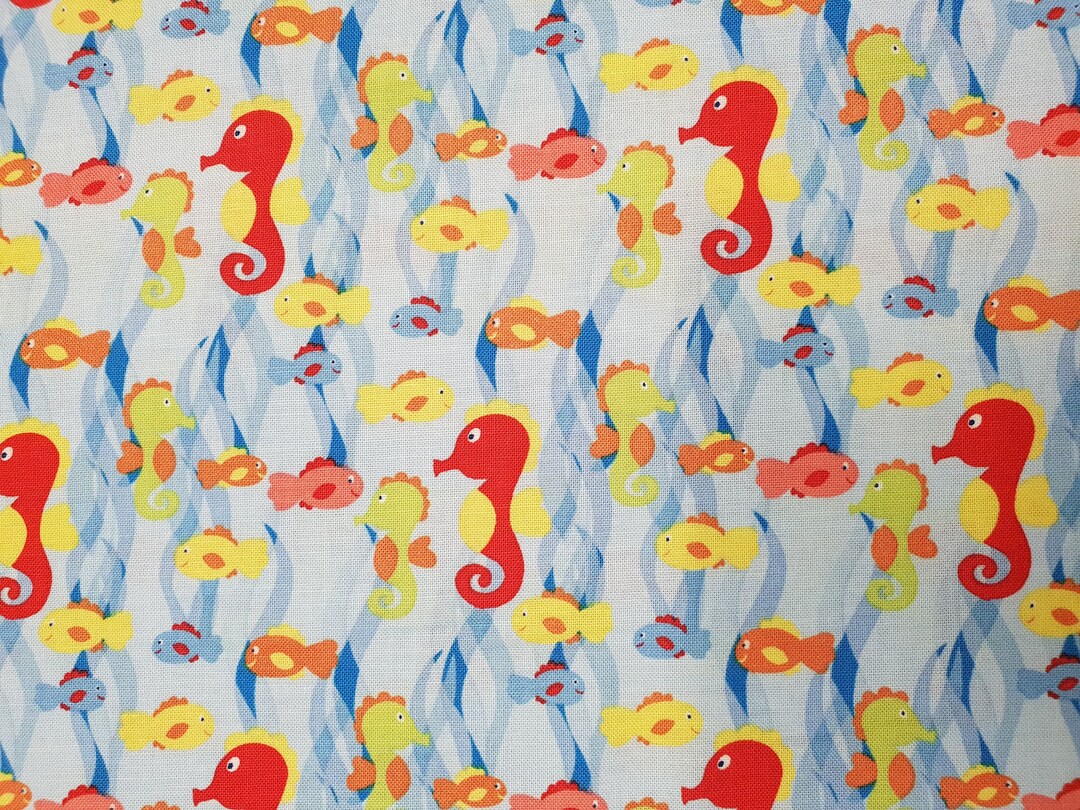 Seahorse Fabric UK 100% Cotton Material by Metre Patchwork Colourful ...