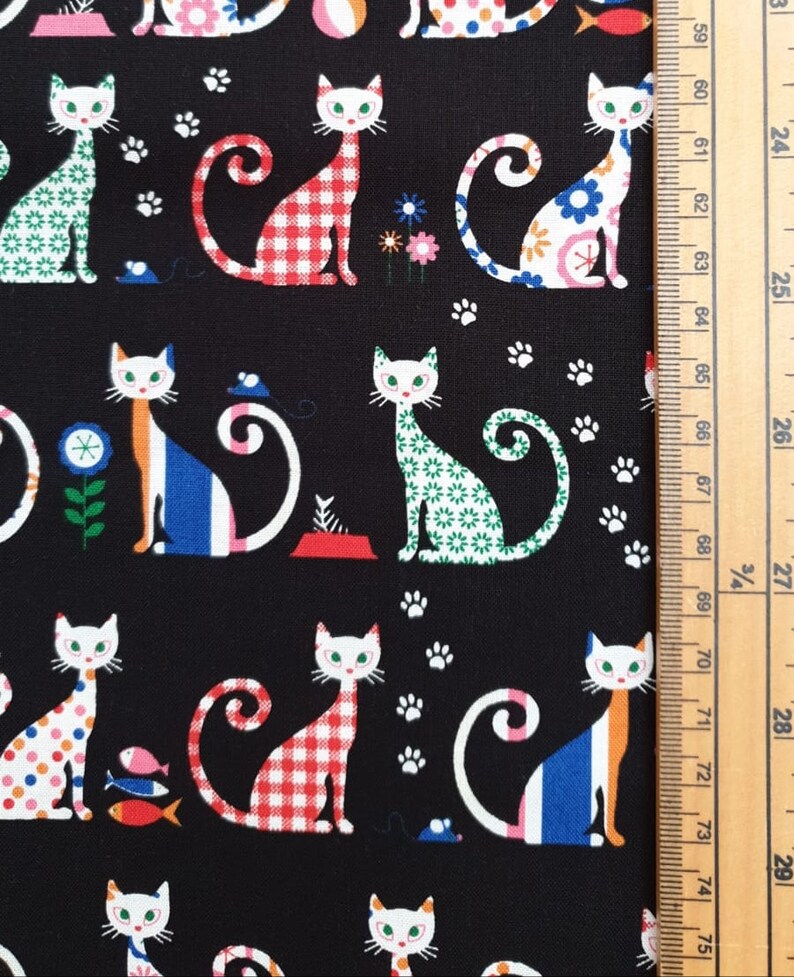 Colourful Cats Fabric UK 100% Cotton Material by Metre Fabric - Etsy