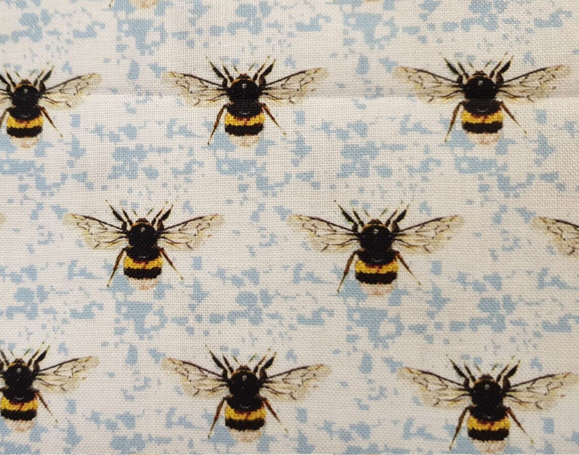 Bumblebee Bee Fabric UK 100% Cotton Material by Metre Summer Buzzing ...