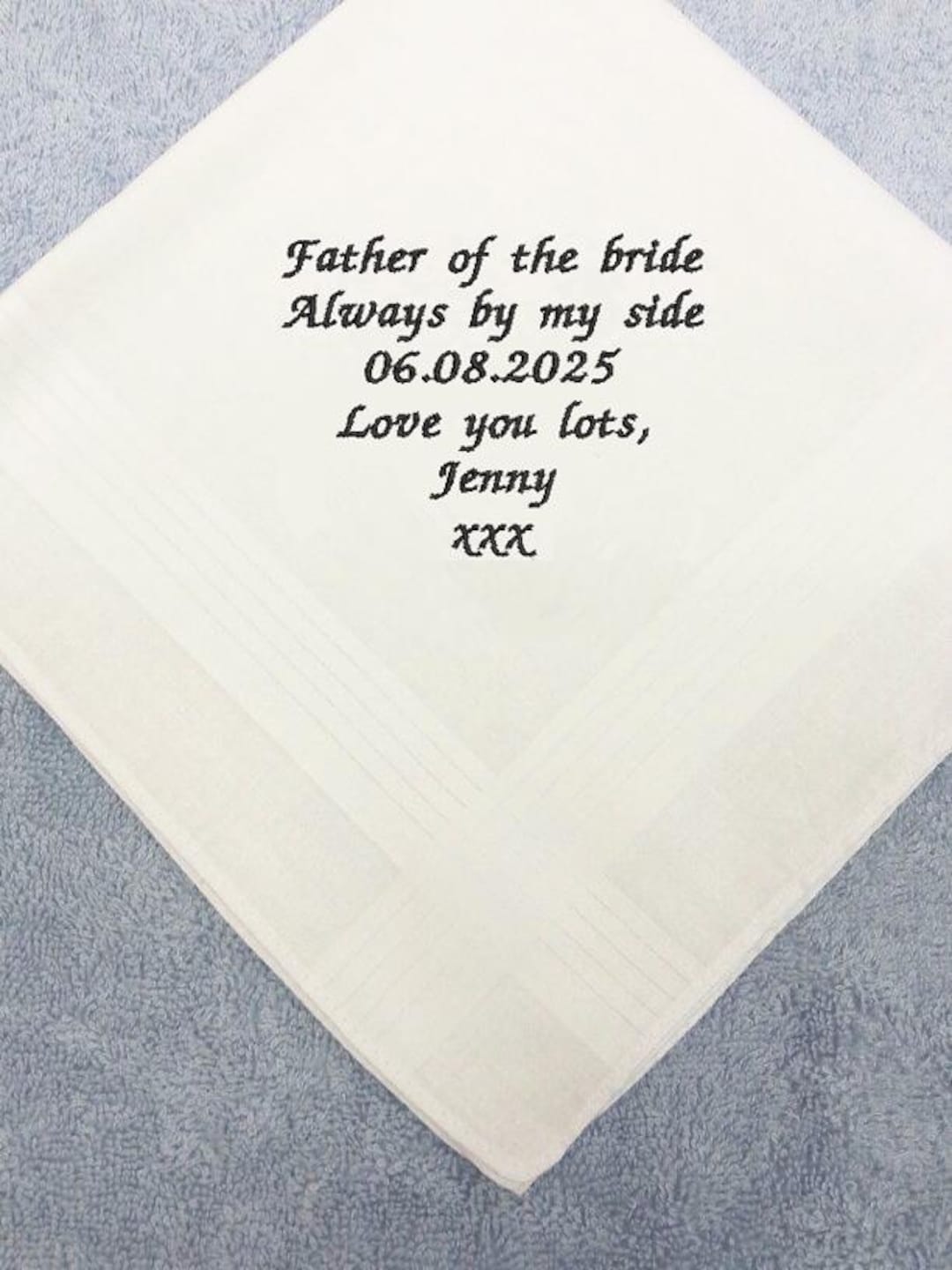 Personalised Wedding Handkerchief With Love Men Hankie Dad Groom Father ...