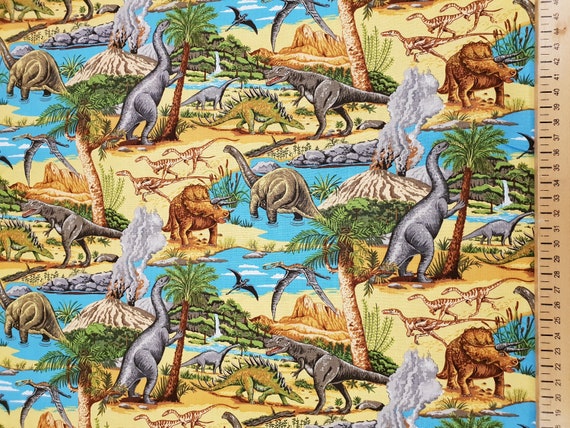 Dinosaur Fabric UK 100% Cotton Material by Metre Patchwork | Etsy