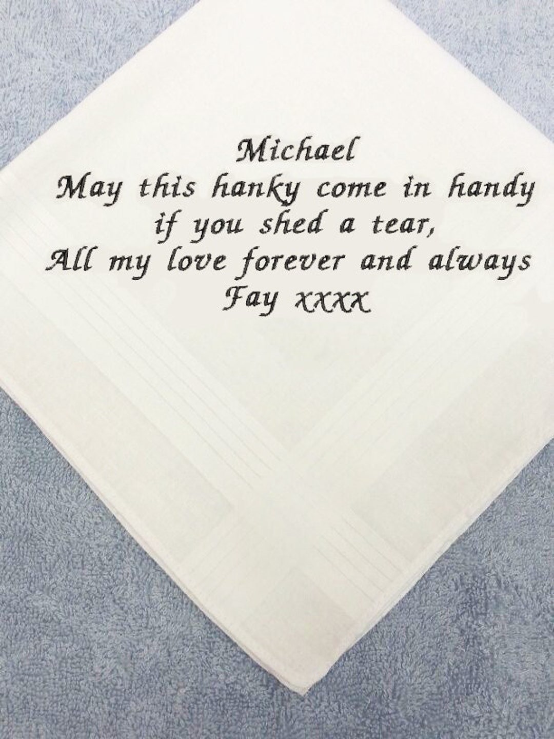 Personalised Wedding Handkerchief With Love Men Hankie Groom Partner ...