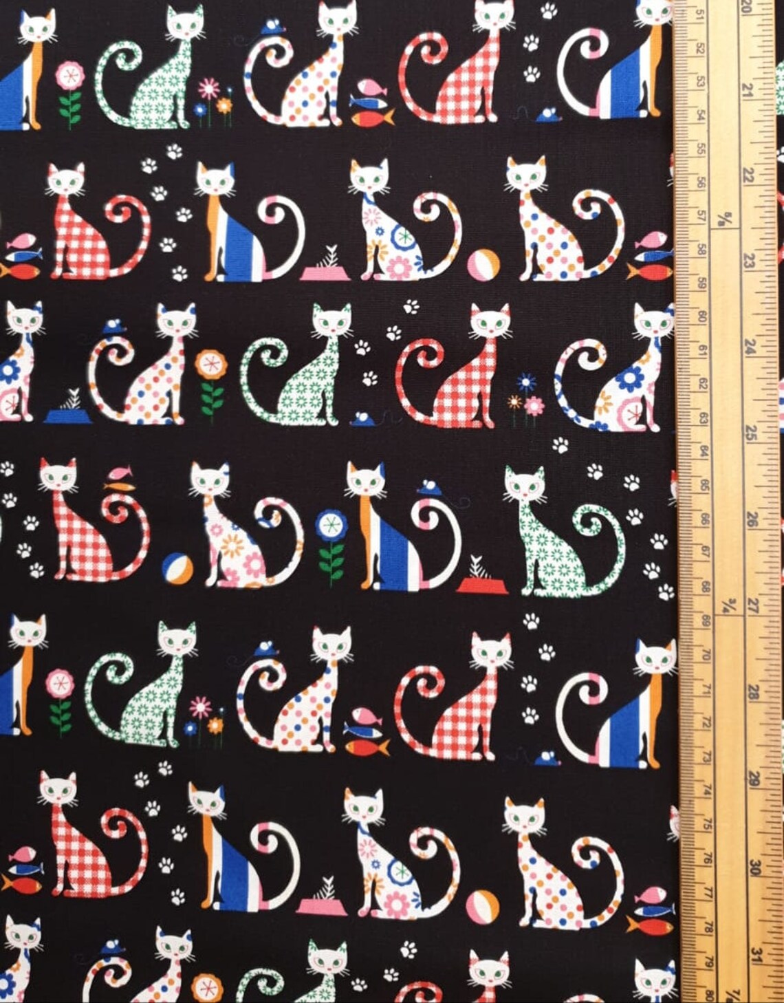 Colourful Cats Fabric UK 100% Cotton Material by Metre Fabric - Etsy