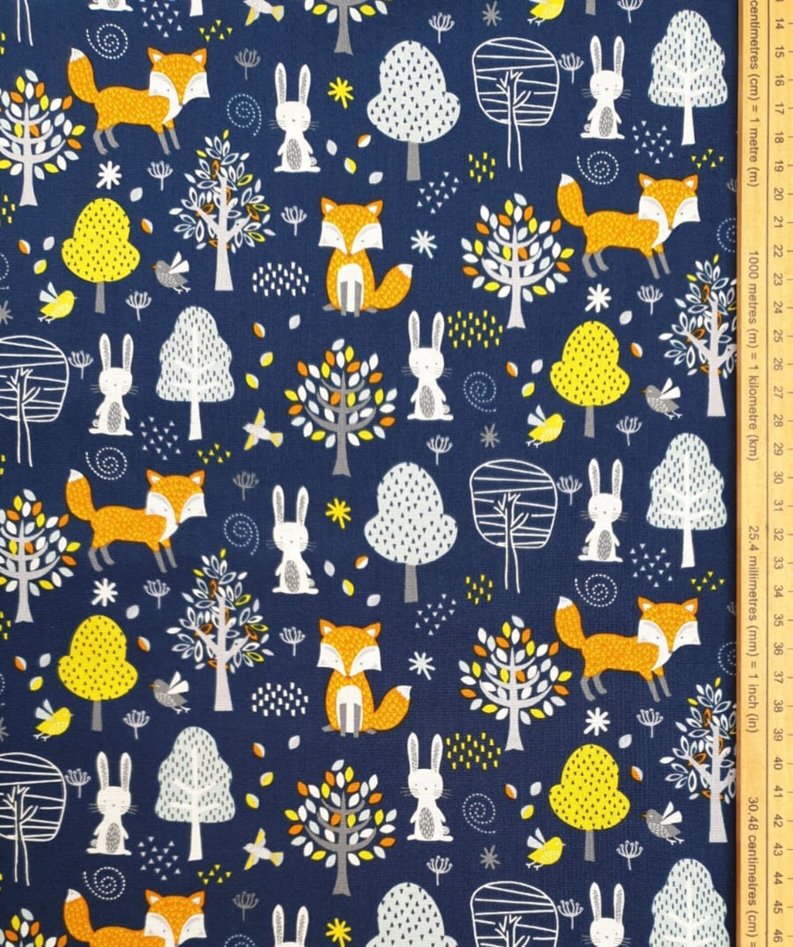 Fox Fabric UK 100% Cotton Material by Metres Woodlands Rabbits | Etsy