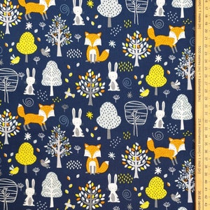 Fox Fabric UK 100% Cotton Material by Metres Woodlands Rabbits Trees ...
