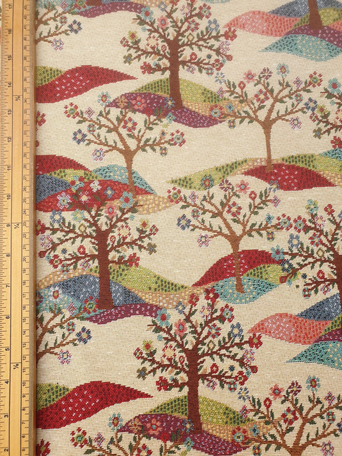 Tree Tapestry Fabric UK 80/20% Cotton Polyester Material Fat Quarter ...