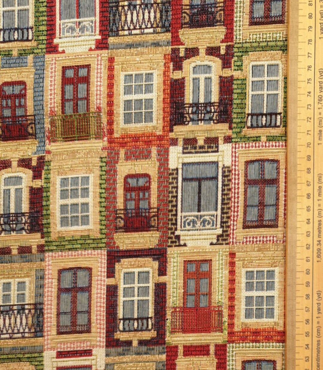 Colourful House Windows Fabric 80% Cotton 20 Polyester Material by ...