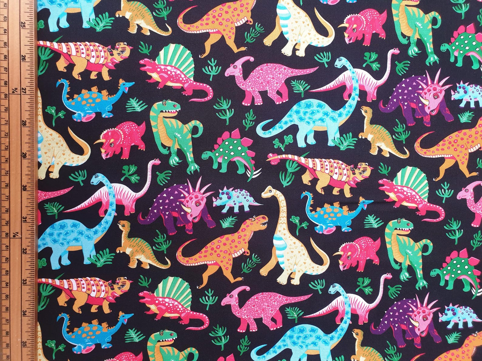 Dancing Dinosaur Fabric 100% Cotton Material by Metre Patchwork ...