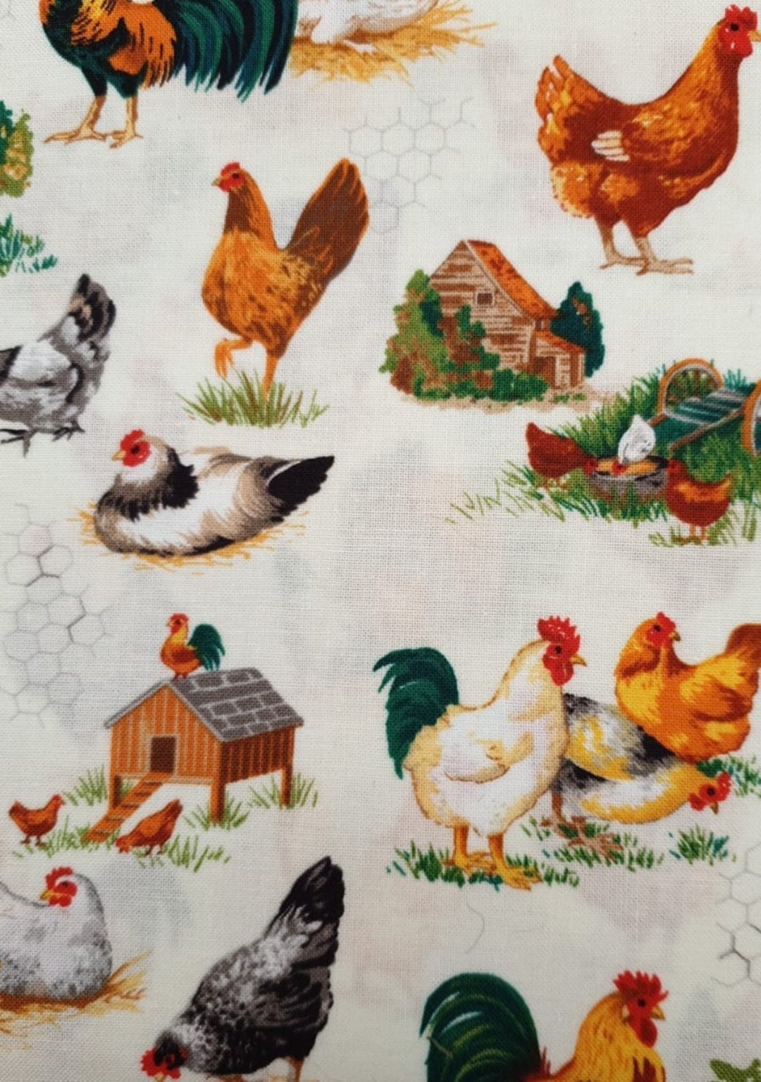 Hens and Chickens Fabric 100% Cotton Material by Metre Friends ...
