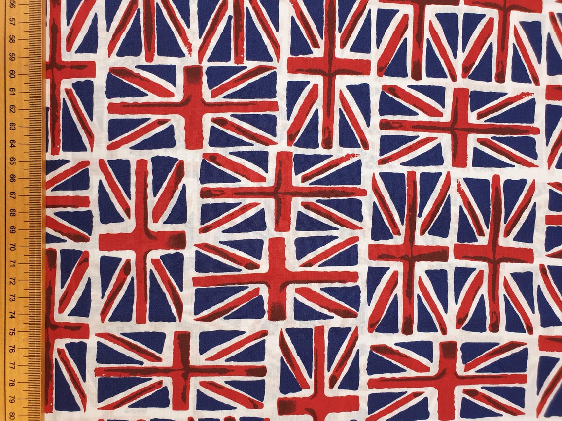 Union Jack Fabric 35% Cotton 65 Polycotton Material by Metre Colourful ...